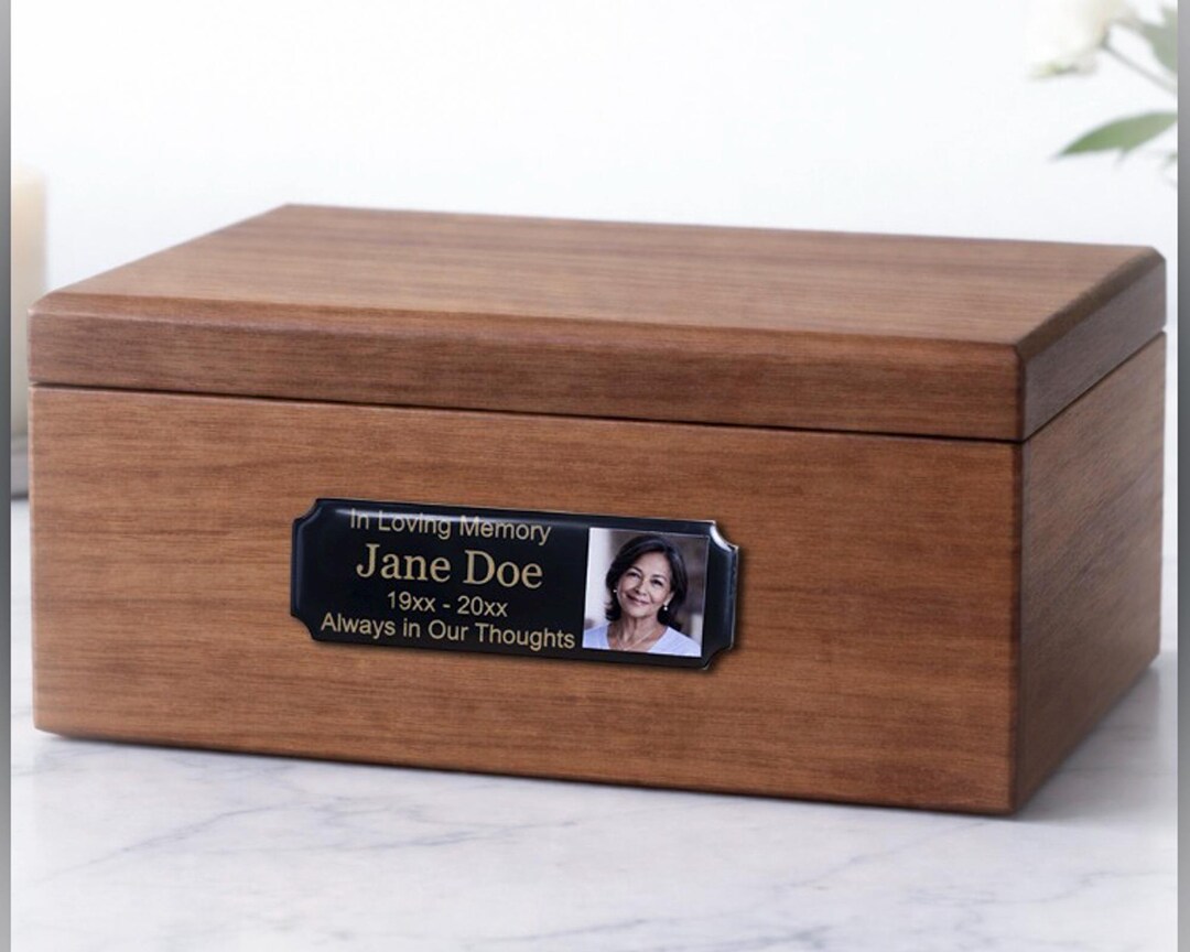 Personalized Urn Nameplate With Photo | Adhesive Memorial Plaque ...