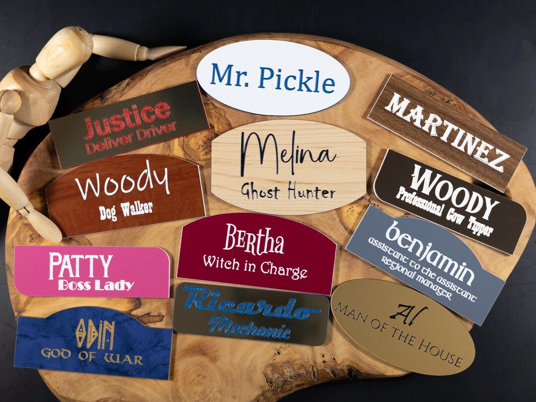 Custom 1"x3" Magnetic Name Tag, Personalized Laser Engraved Badge ...