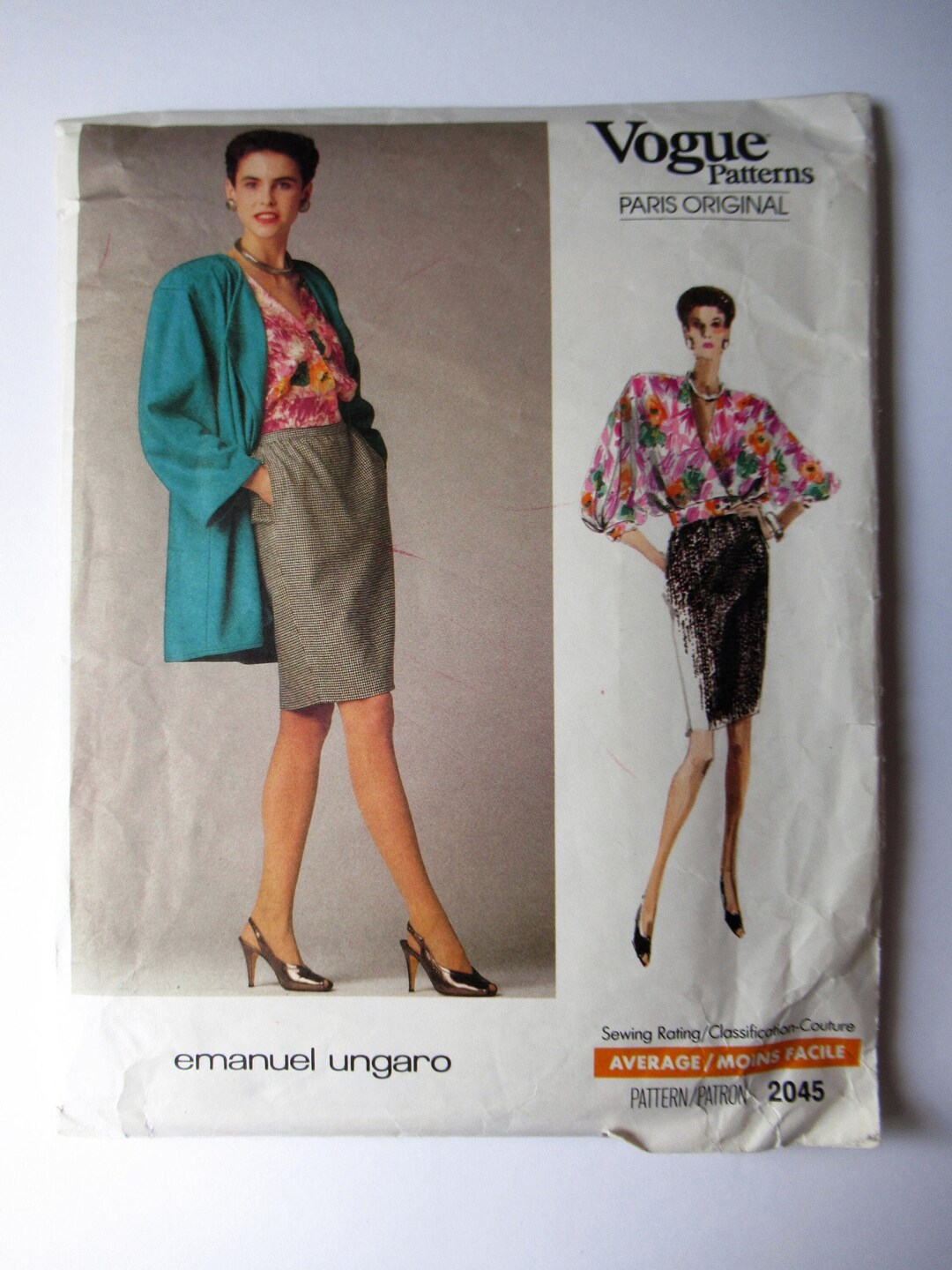80's Jacket Vogue 2045 Sewing Pattern Tapered Skirt Suit - Etsy