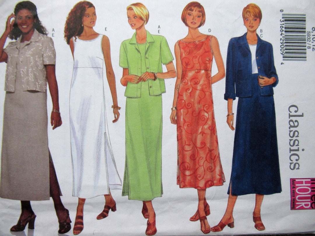 Dress Butterick 5932 Sewing Pattern Jacket Sleeveless Side - Etsy