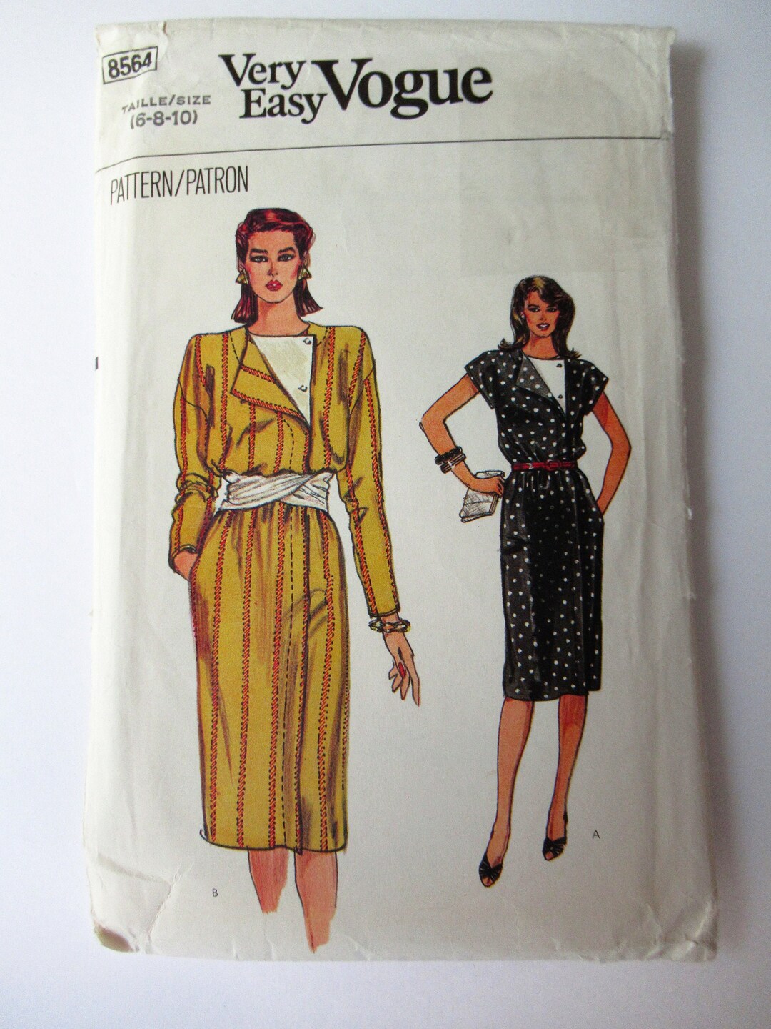 80's Dress Vogue 8564 Sewing Pattern Straight Loose Fit - Etsy