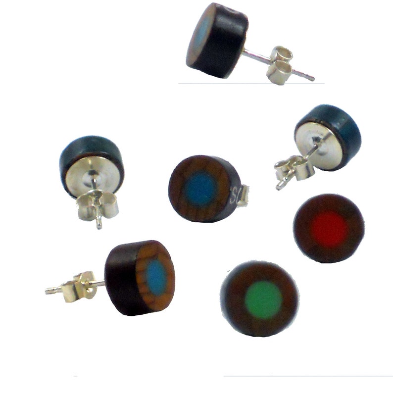 Round Colourful Sterling Silver Studs Handmade With Recycled - Etsy