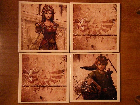 Set of FOUR Legend of Zelda Coasters | Etsy