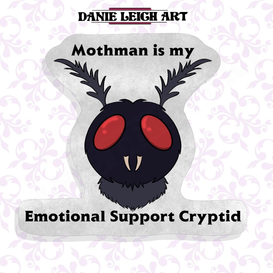 Emotional Support Cryptid - Mothman Sticker - Etsy