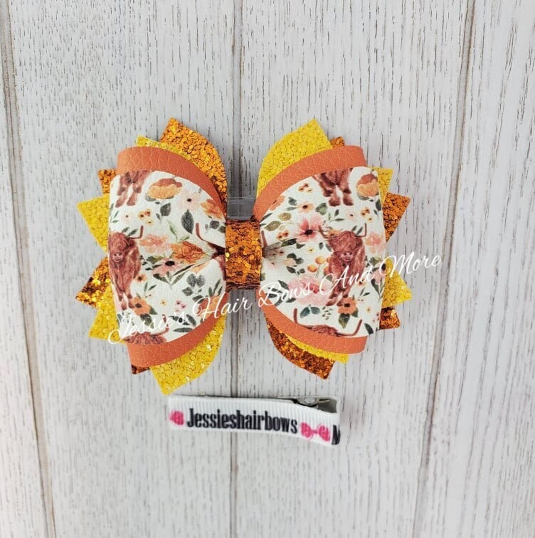 Highland Cow Pinched Bow Cow Bows Highland Pigtails - Etsy