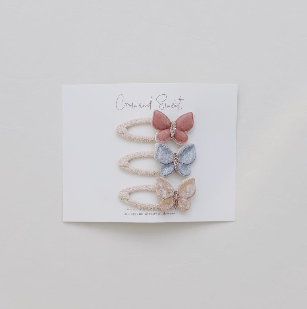 Butterfly Snap Clips, Set of 3, Snap Clip, Hair Accessories, Toddler ...