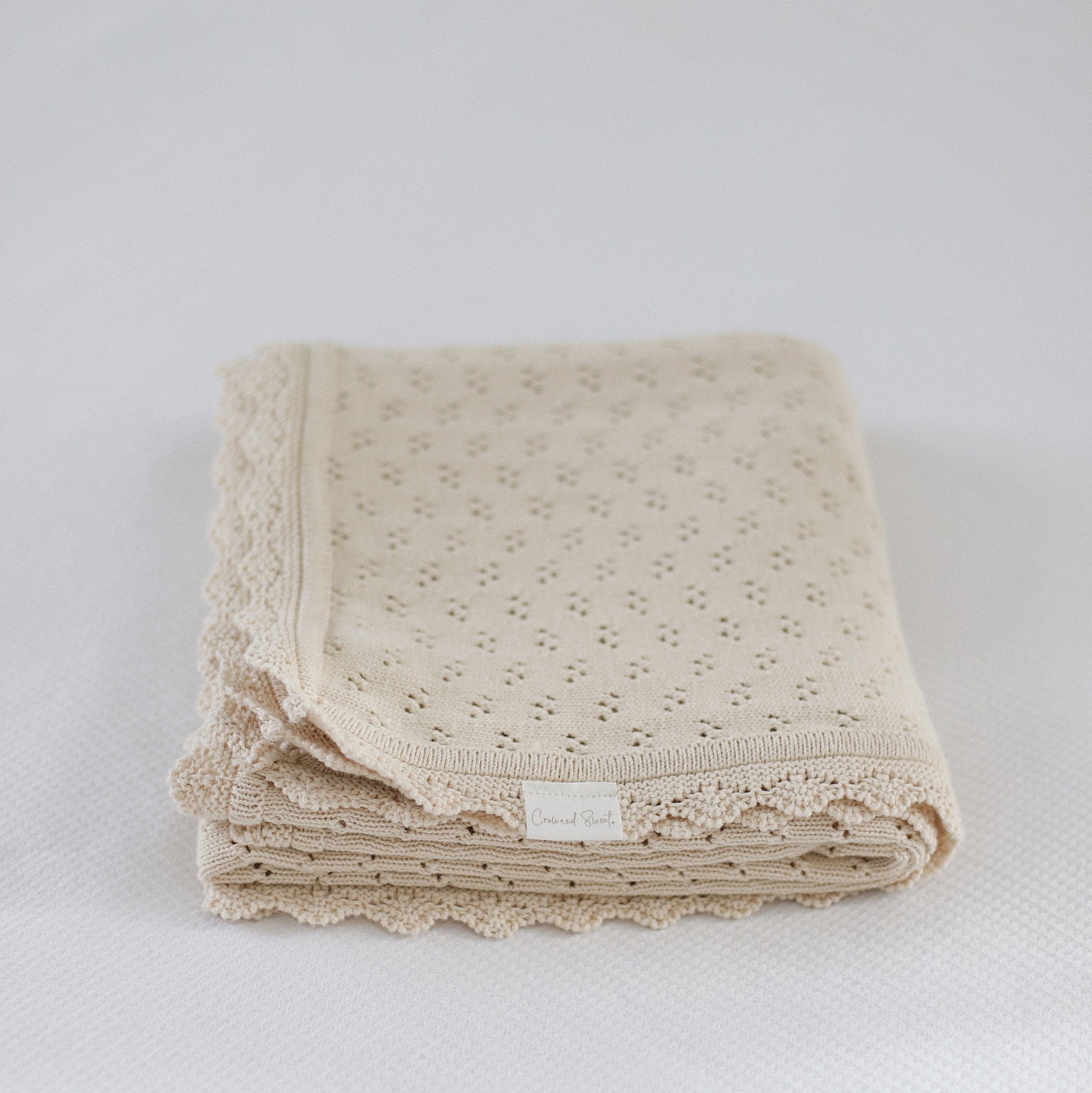 Pointelle Baby Blanke Lace Edge Blanket Neutral Baby - Etsy