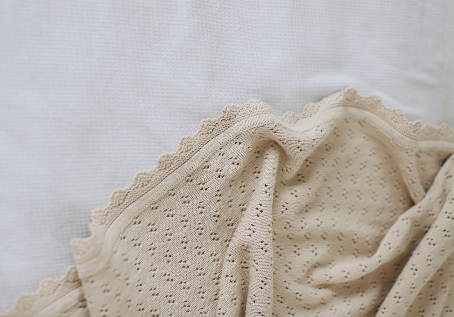 Pointelle Baby Blanke Lace Edge Blanket Neutral Baby - Etsy