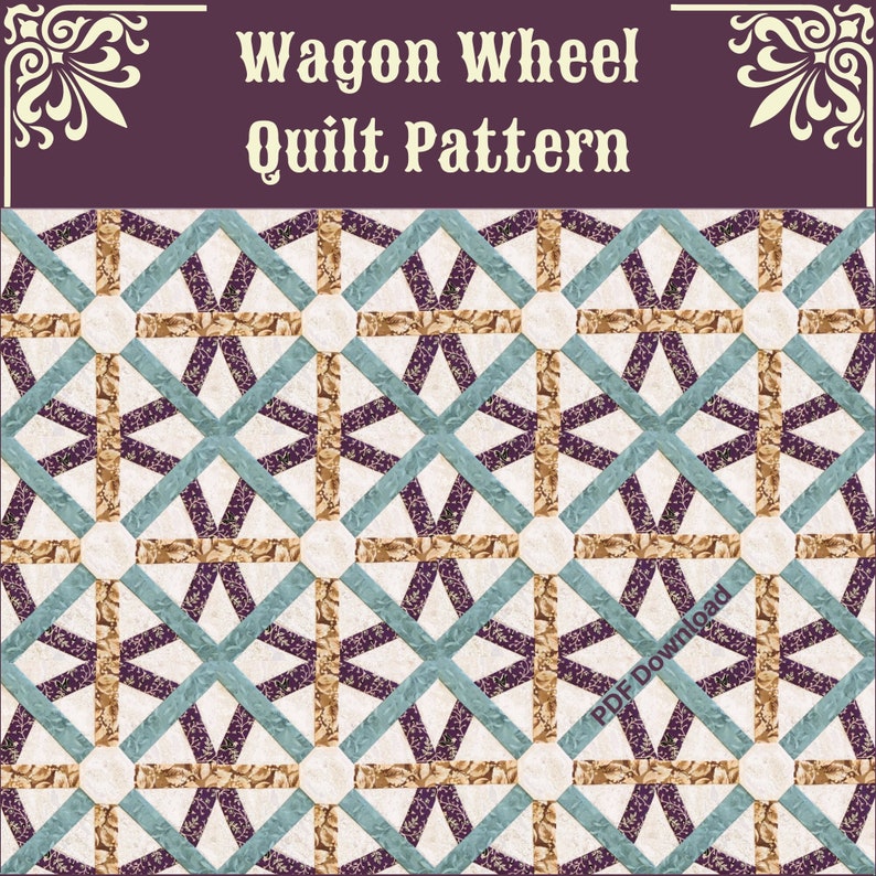 Wagon Wheel Quilt Pattern: Vintage Quilt Pattern, Lap, Twin, Queen ...