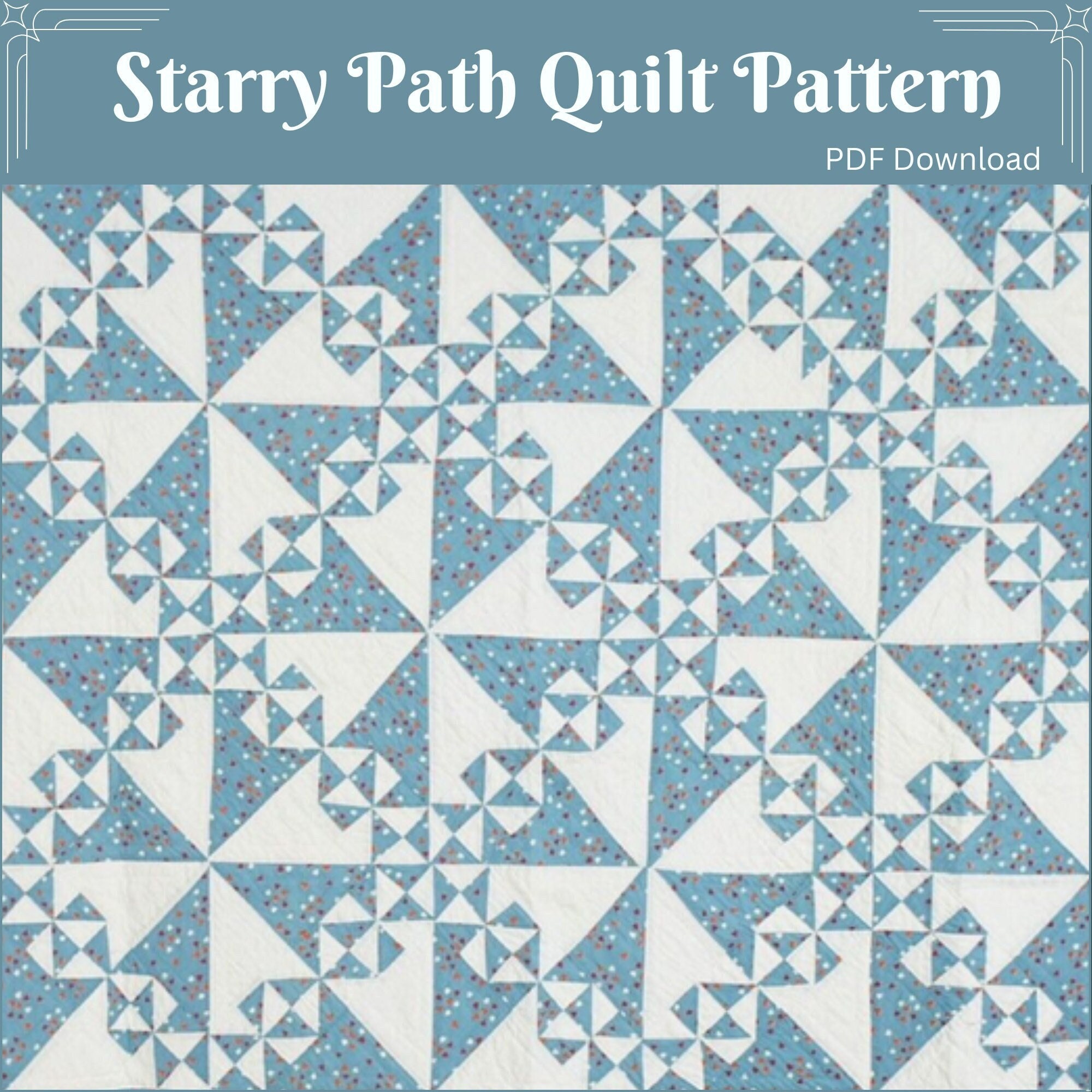 Starry Path Quilt Pattern, Star Block Pattern, Star Quilt Pattern, Twin ...