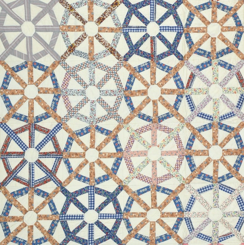 Wagon Wheel Quilt Pattern: Vintage Quilt Pattern, Lap, Twin, Queen ...