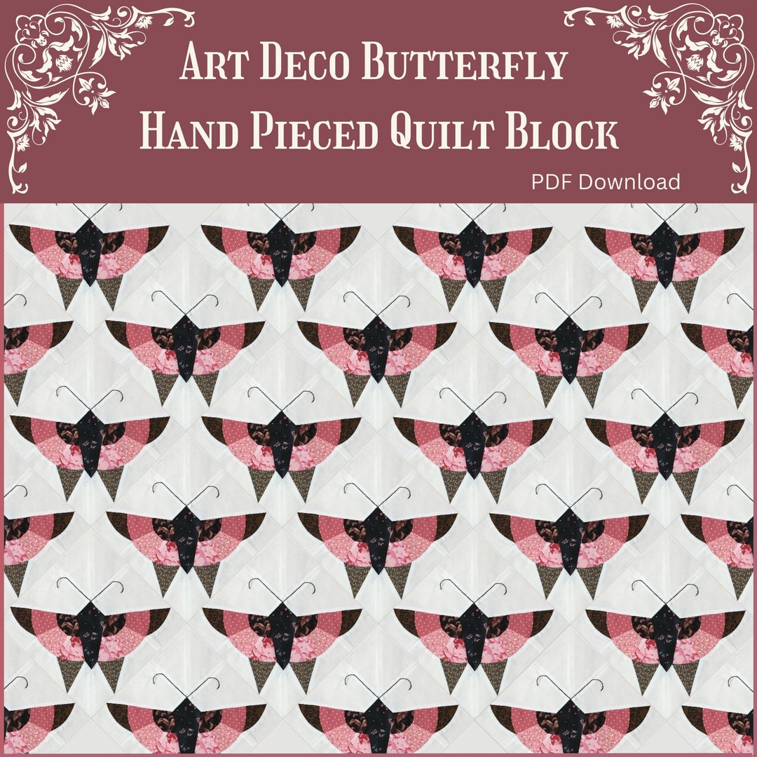 30's Art Deco Butterfly Quilt Block Pattern / Includes Full Size ...