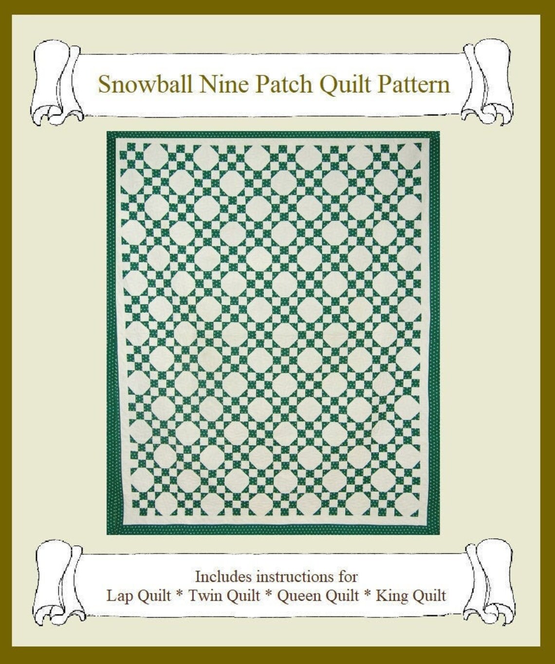 Snowball Nine Patch Quilt Pattern: Easy Quilt Pattern / Beginner Quilt ...