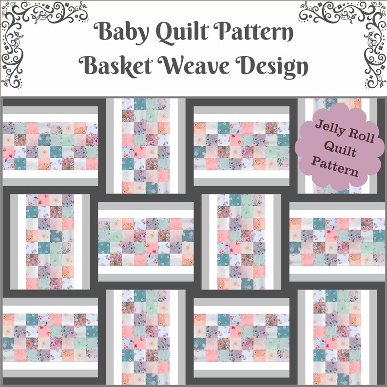 Simple Baby Quilt Pattern / Jelly Roll Quilt Pattern / Easy Beginner Quilt Pattern / Crib Quilt ...