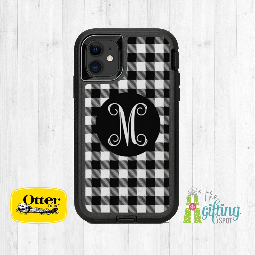 Black Plaid Personalized Otterbox, Monogrammed Custom Printed Case ...