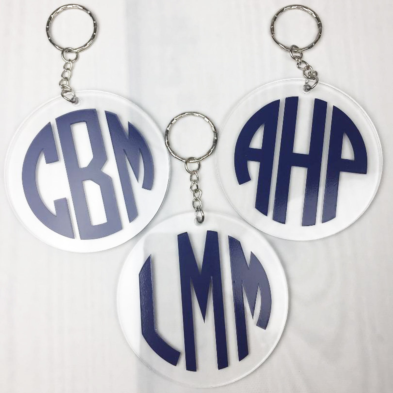Monogrammed Keychain Personalized Keychain Large Plastic | Etsy