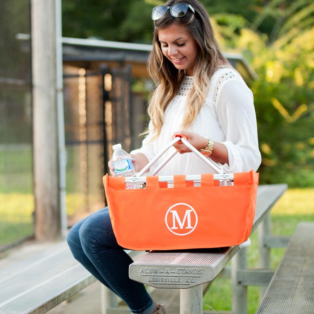 Monogrammed Market Basket, Personalized Market Tote, Fold up ...