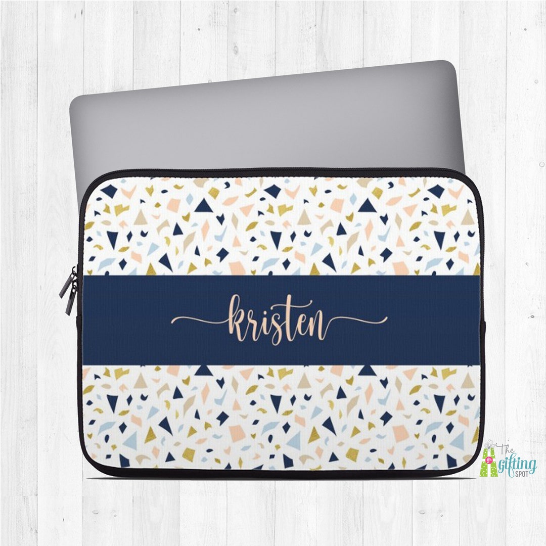 Gold Confetti Monogrammed Laptop Sleeve, Custom Computer Sleeve ...