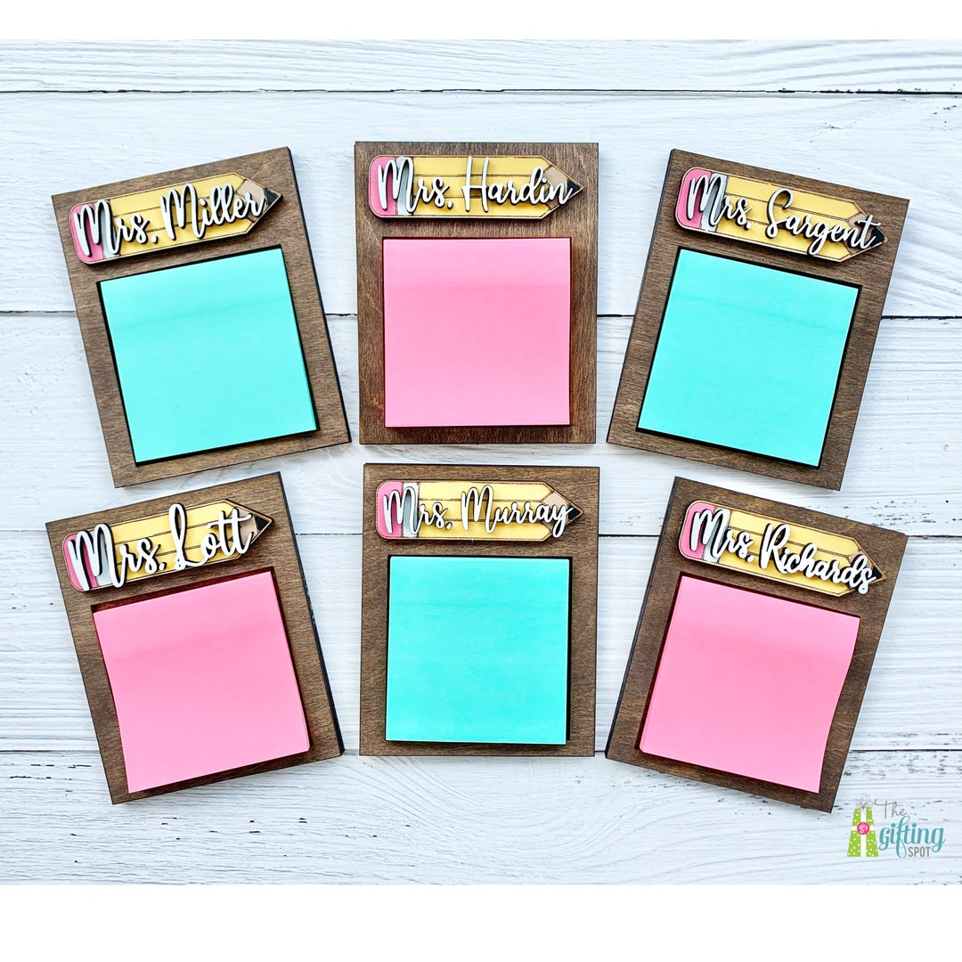 Wooden Sticky Note Holder, Personalized Note Pad Holder, Office Gift ...