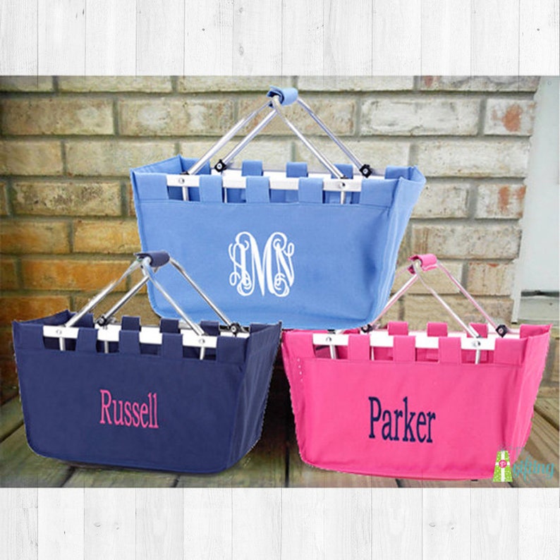 Monogrammed Market Basket Personalized Market Tote Fold Up | Etsy