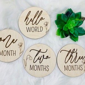 Wooden Baby Monthly Signs, Engraved Wood Month Plaques, First Year ...