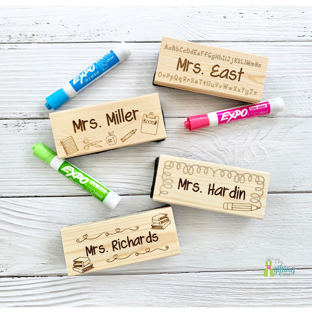 Teacher Eraser, Wooden Personalized Eraser, Dry Erase With Marker ...