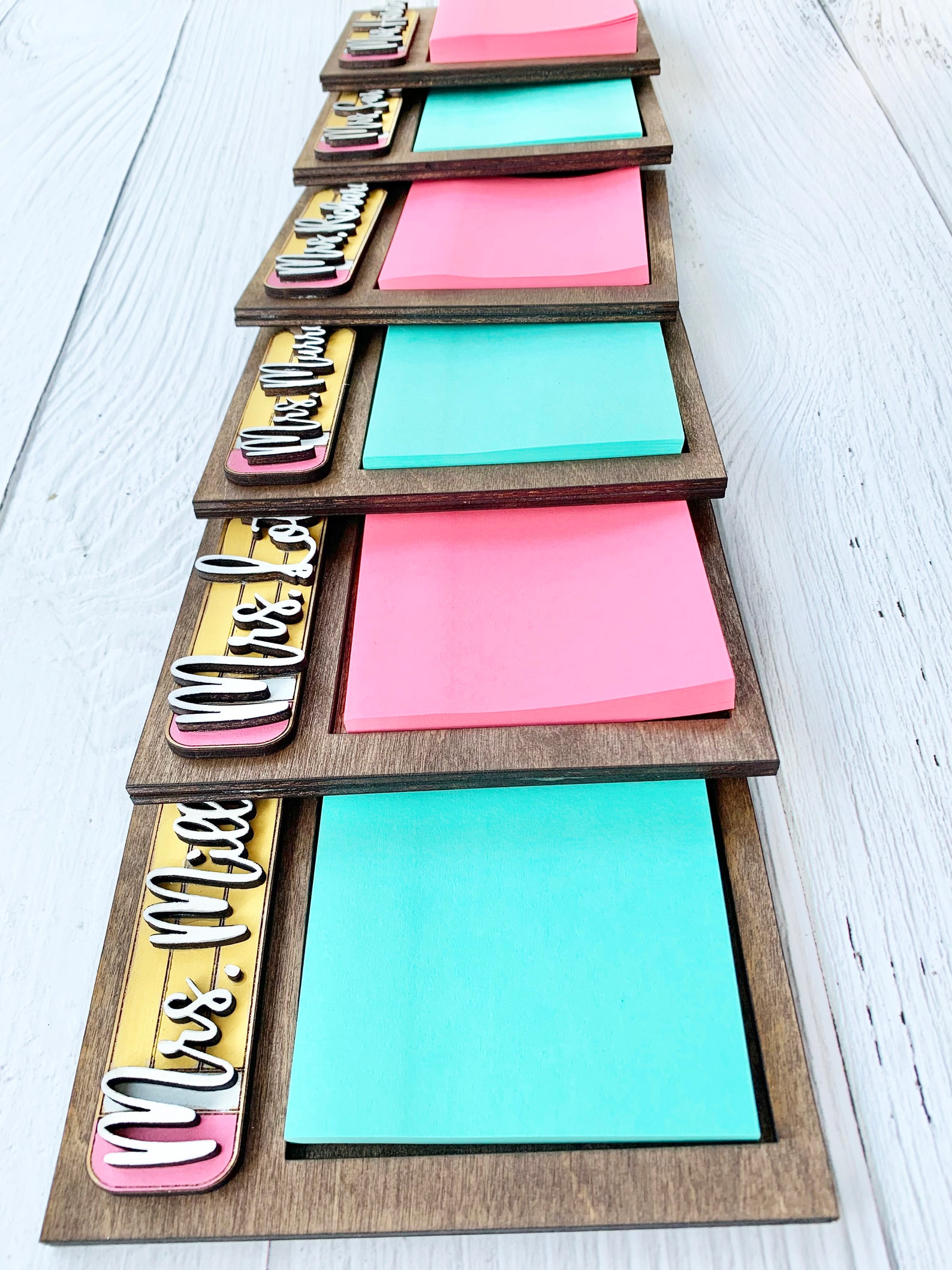 Wooden Sticky Note Holder, Personalized Note Pad Holder, Office Gift ...