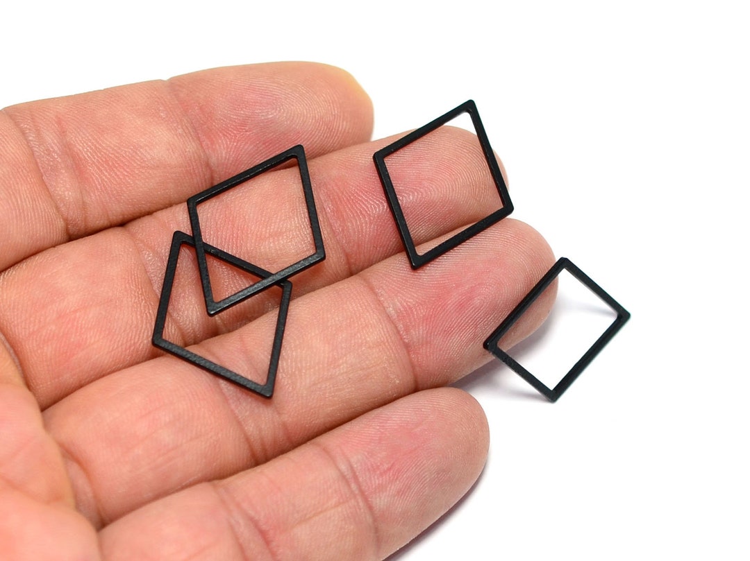 Black Painted Rhombus Shape Rings , 1x19x28 Mm Geometric Connectors ...