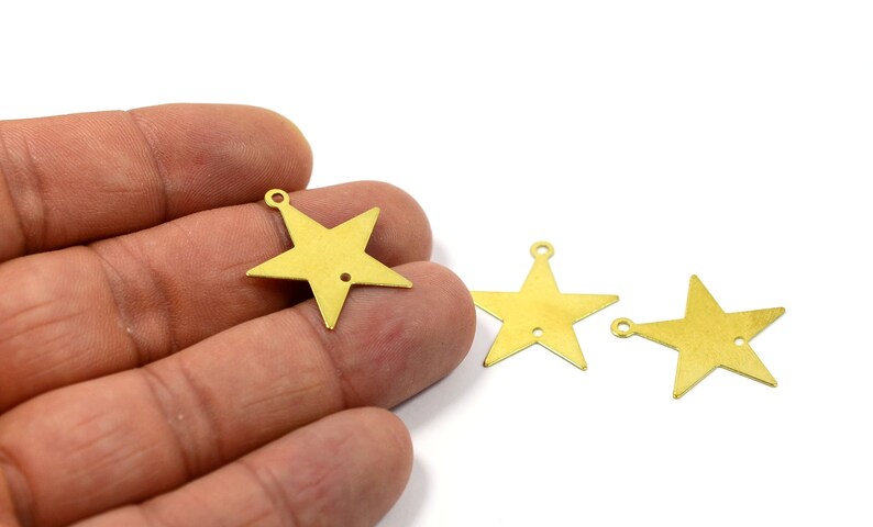 Raw Brass Star Charms 20 Pcs.raw Brass Star Blanks 1 Hole - Etsy