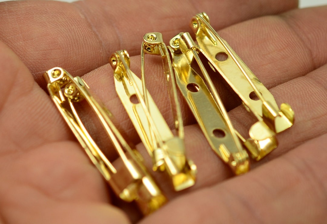 100 Pieces Gold Color Brooch Pin Back 32 Mm Safety Pin Findings - Etsy