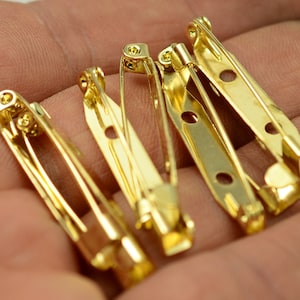 100 Pieces Gold Color Brooch Pin Back 32 Mm Safety Pin Findings - Etsy