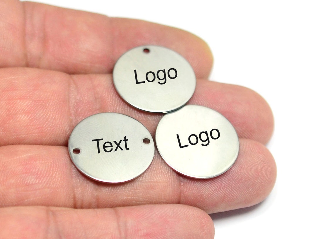 Custom Round Tags , Laser Engraved Stainless Steel Tag , 20 Mm , Logo ...