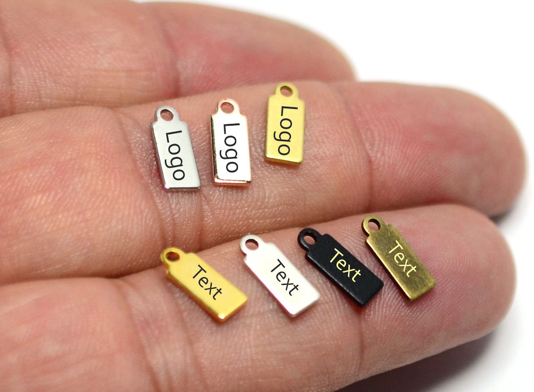 Custom Tag Laser Engraved Jewelry Charms , Brand Logo Charms , 4x11 Mm ...