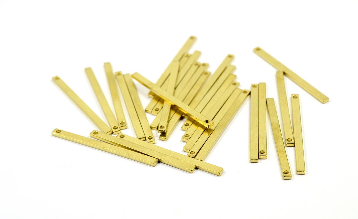 100 Pcs. Solid Brass 1x2x30 Mm Stick Bar Tiny Pendants Findings 1 Hole ...