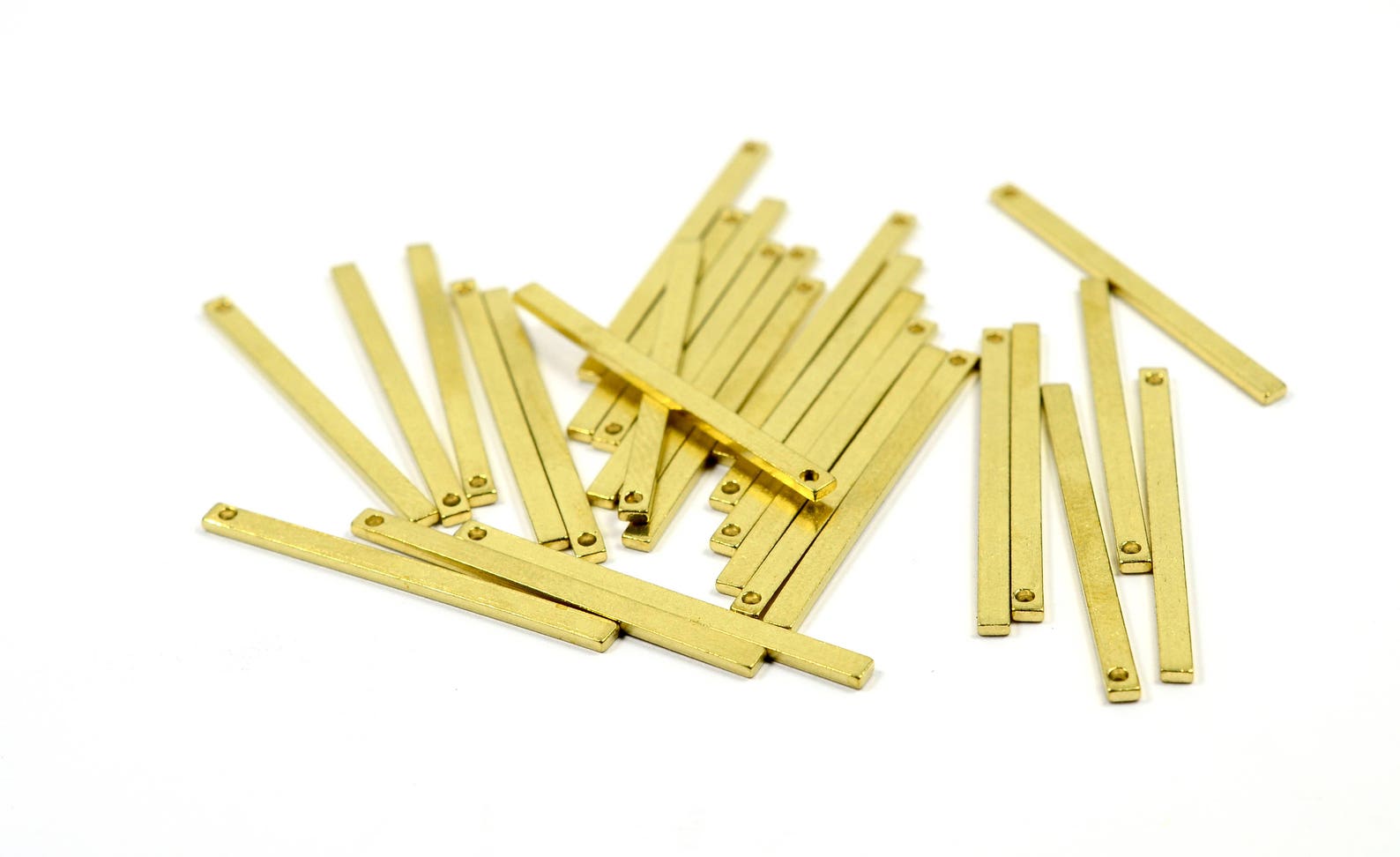 100 Pcs. Solid Brass 1x2x30 Mm Stick Bar Tiny Pendants Findings 1 Hole ...