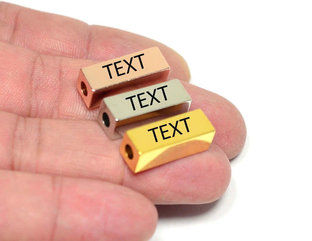 Personalized Engraved Bead ,square Bracelet Bead ,7x20 Mm , Hole Size:3 ...