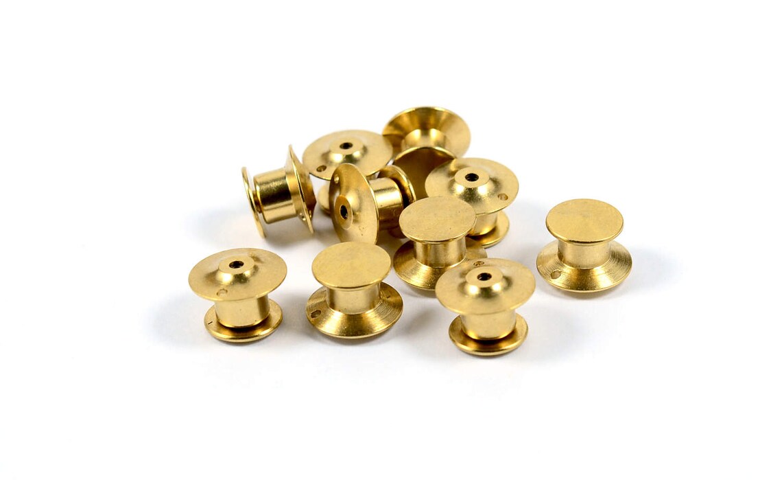 10 Pcs. Raw Brass Lapel Locking Pin Back Clutch 1 Hole Pins - Etsy