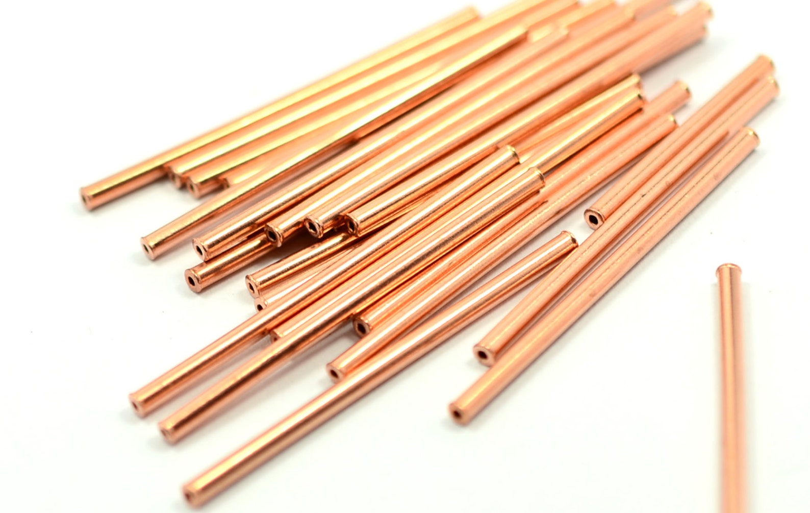 25 Pcs. Raw Copper 2x40 Mm Tube Spacers Findings -İnside Daimeter 1.1 ...