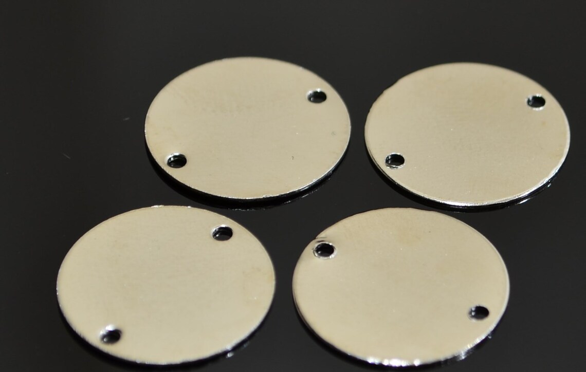100 Pieces Silver Tone 16 Mm Stamping Disc 2 Hole Connector - Etsy