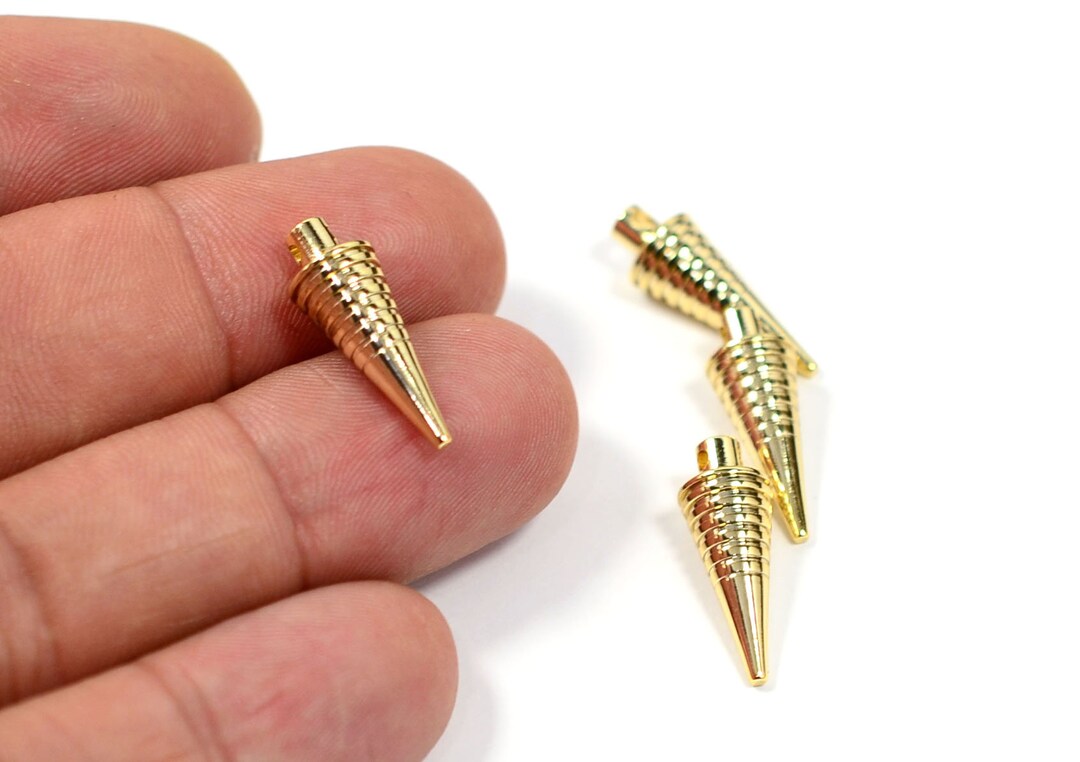 24K Shiny Gold Plated Spike , 7x20 Mm Spike 1 Loop Findings , Jewelry ...