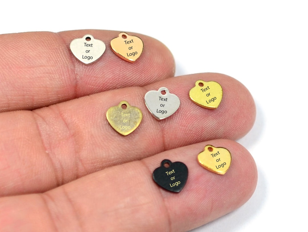Laser Engraved Custom Tag , Brand Jewelry Charms , Heart Logo Charms ...