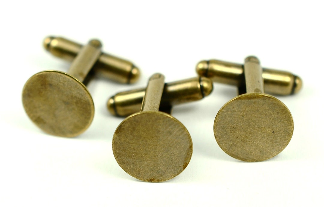 20 Pieces (10 Pair) Cuff Links Blanks 12 Mm (15/32") Pad Antique Brass ...
