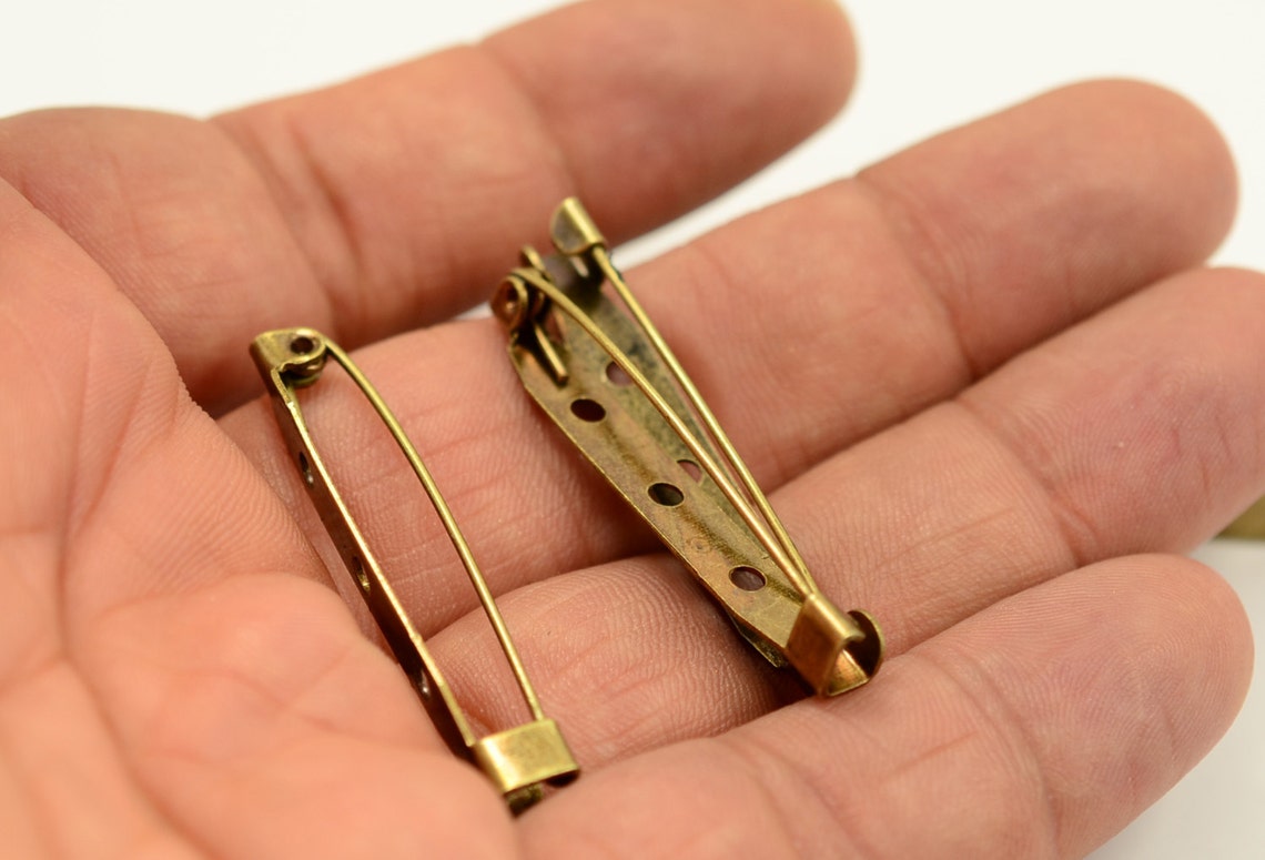 20 Pcs. Antique Brass 40 Mm Brooch Pin Back Findings - Etsy