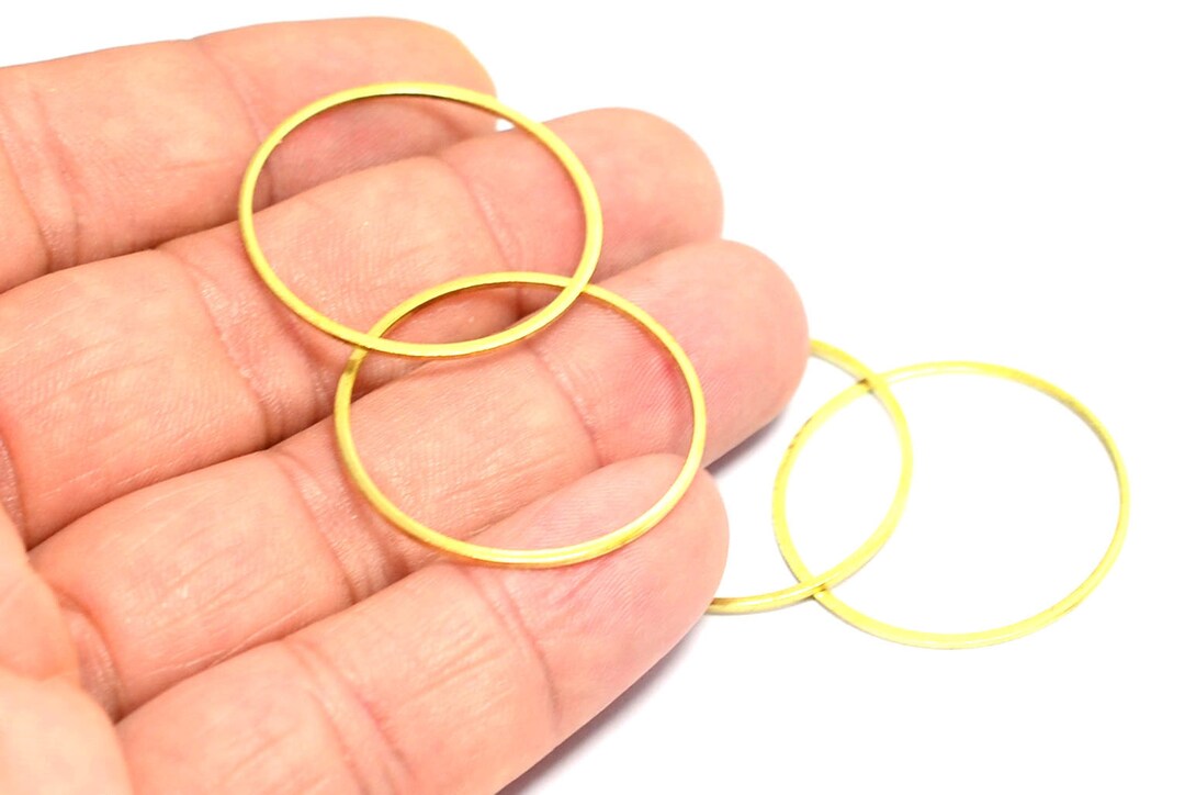 Raw Brass Round Link Connectors , Geometric Circle Findings ,1x28 Mm ...