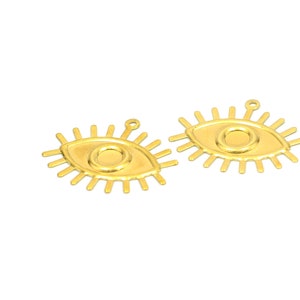 Brass Eye Shape Charms ,30 Pcs. Raw Brass Eye Shape Charms ,(26x22 Mm ...