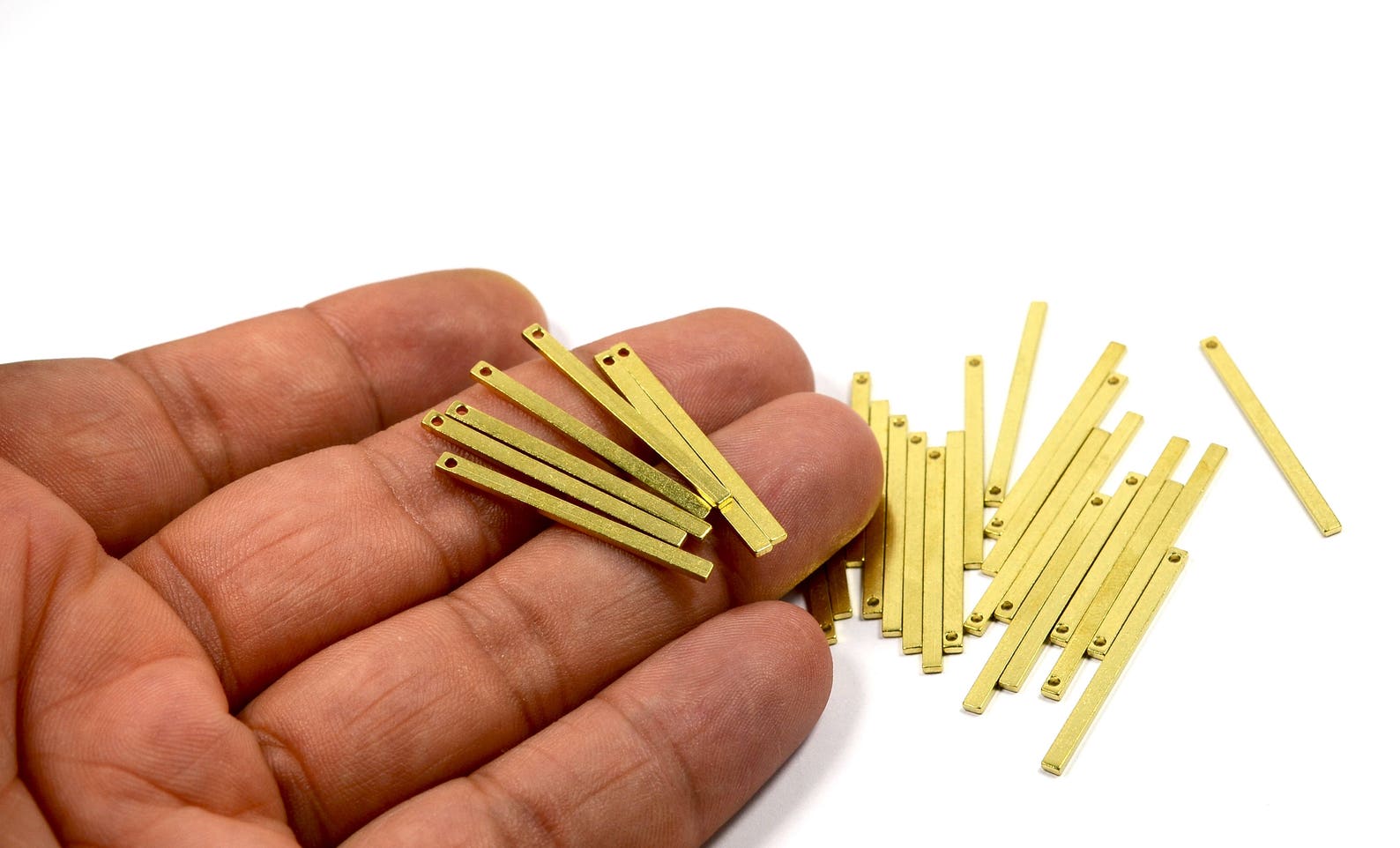 100 Pcs. Solid Brass 1x2x30 Mm Stick Bar Tiny Pendants Findings 1 Hole ...