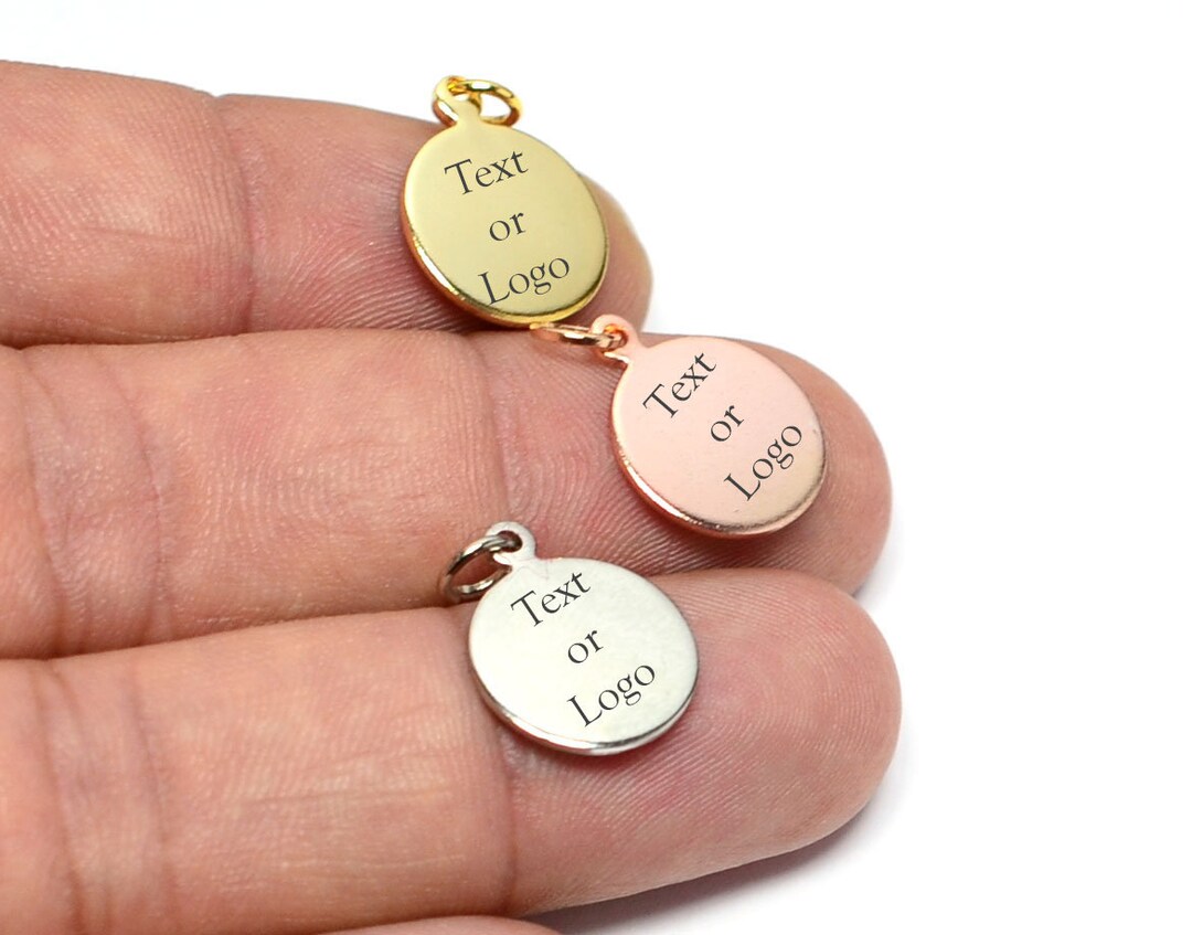 Dijes de joyería grabados con láser de etiqueta personalizada, dijes de ...