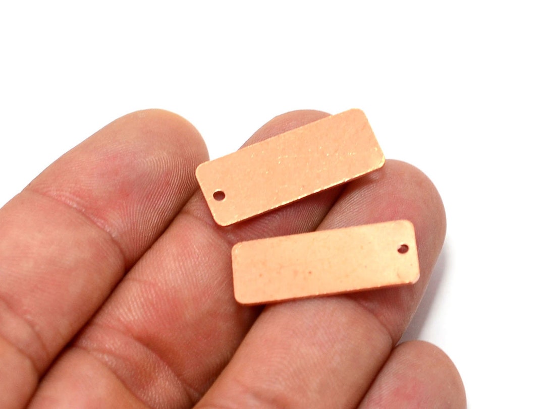 Raw Copper Rectangular Blanks ,0.8x10x25 Mm Personalized 1 Hole Bar ...