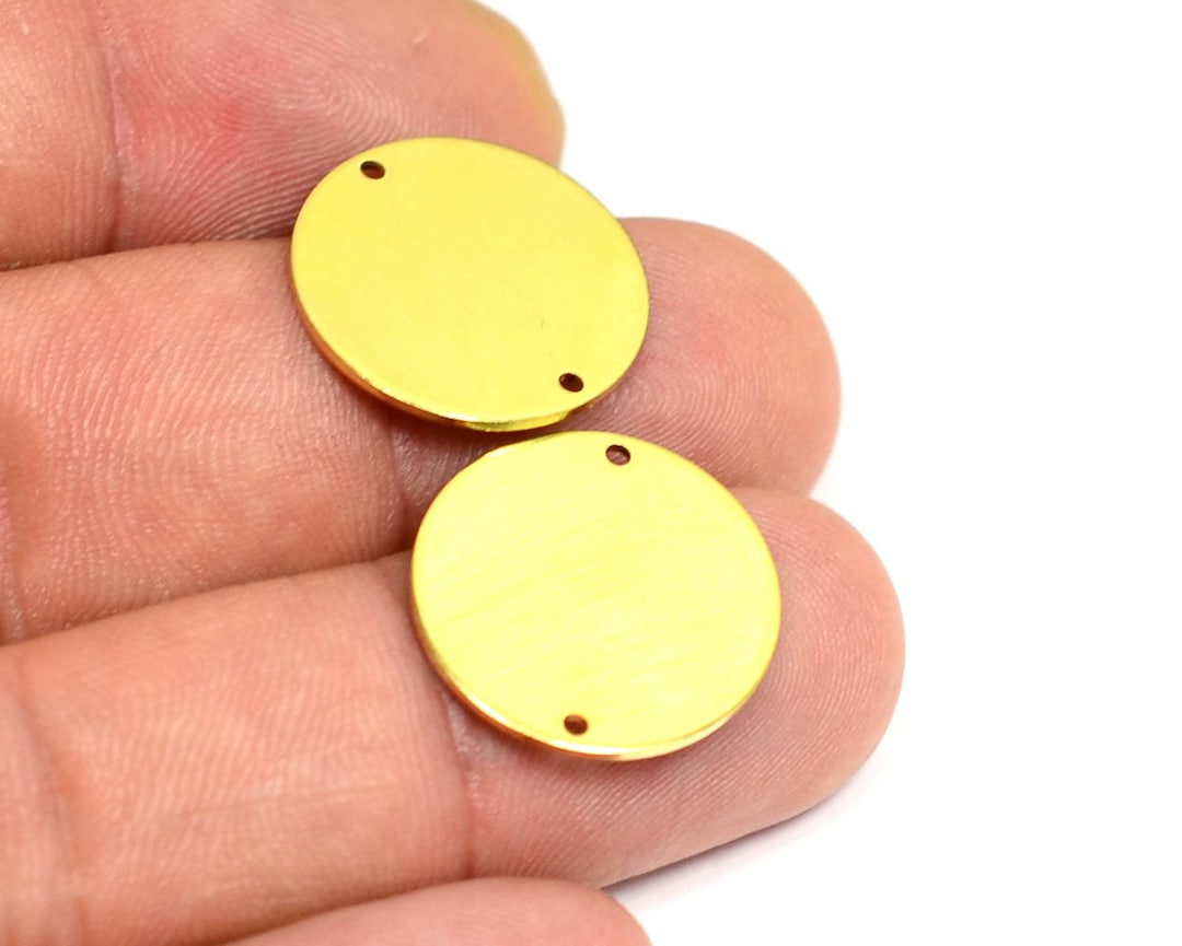 Brass Round Disc, Raw Brass Personalized Tag With 2 Hole , 0.8x18 Mm ...