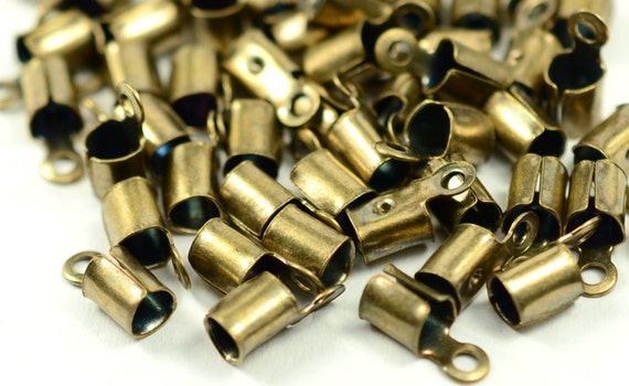 100 Stk antike Messing Runde 10 x 4 mm Falten über Crimp Ende | Etsy